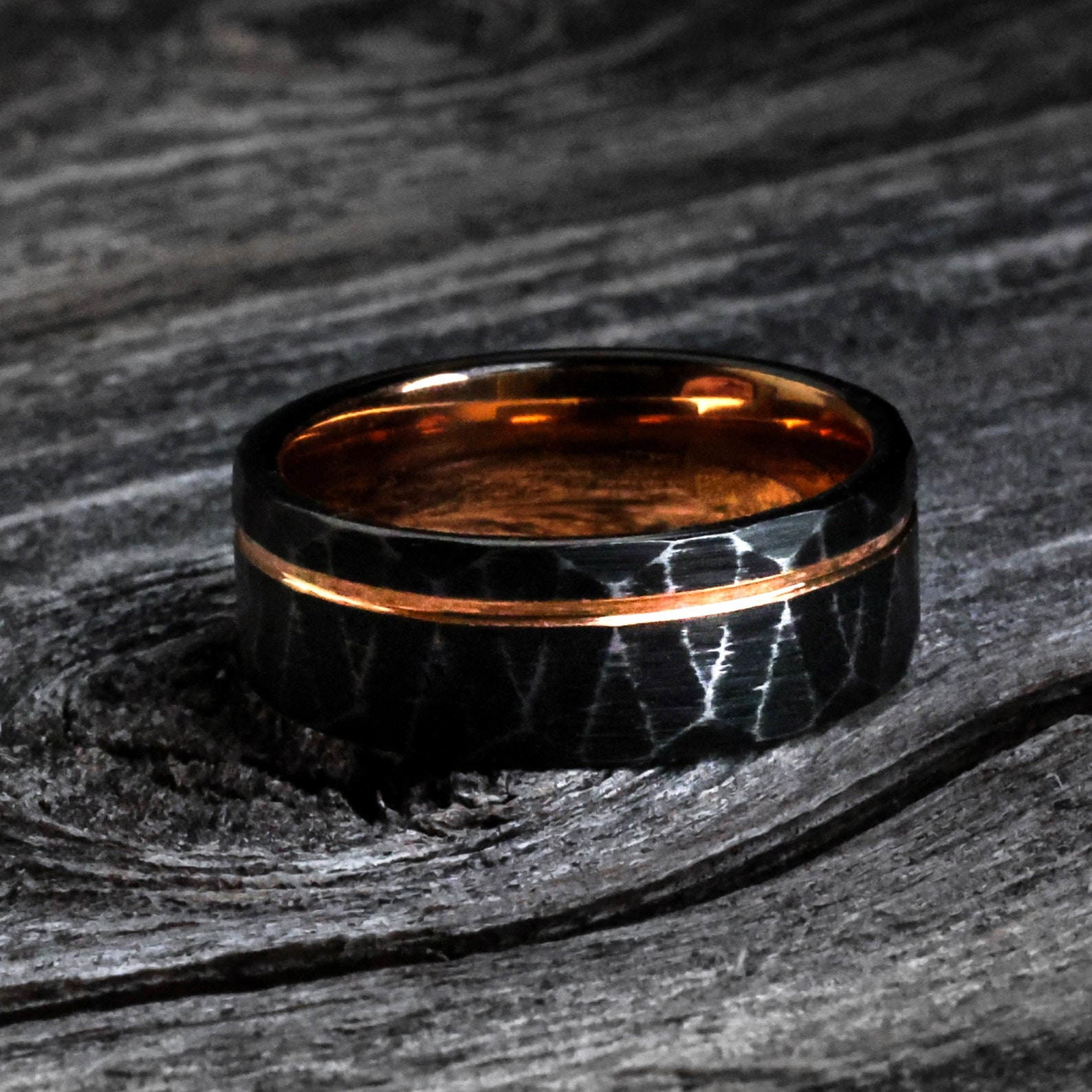The Stormlight Rustic Men's Wedding Band Rose Gold Ring - Etsy