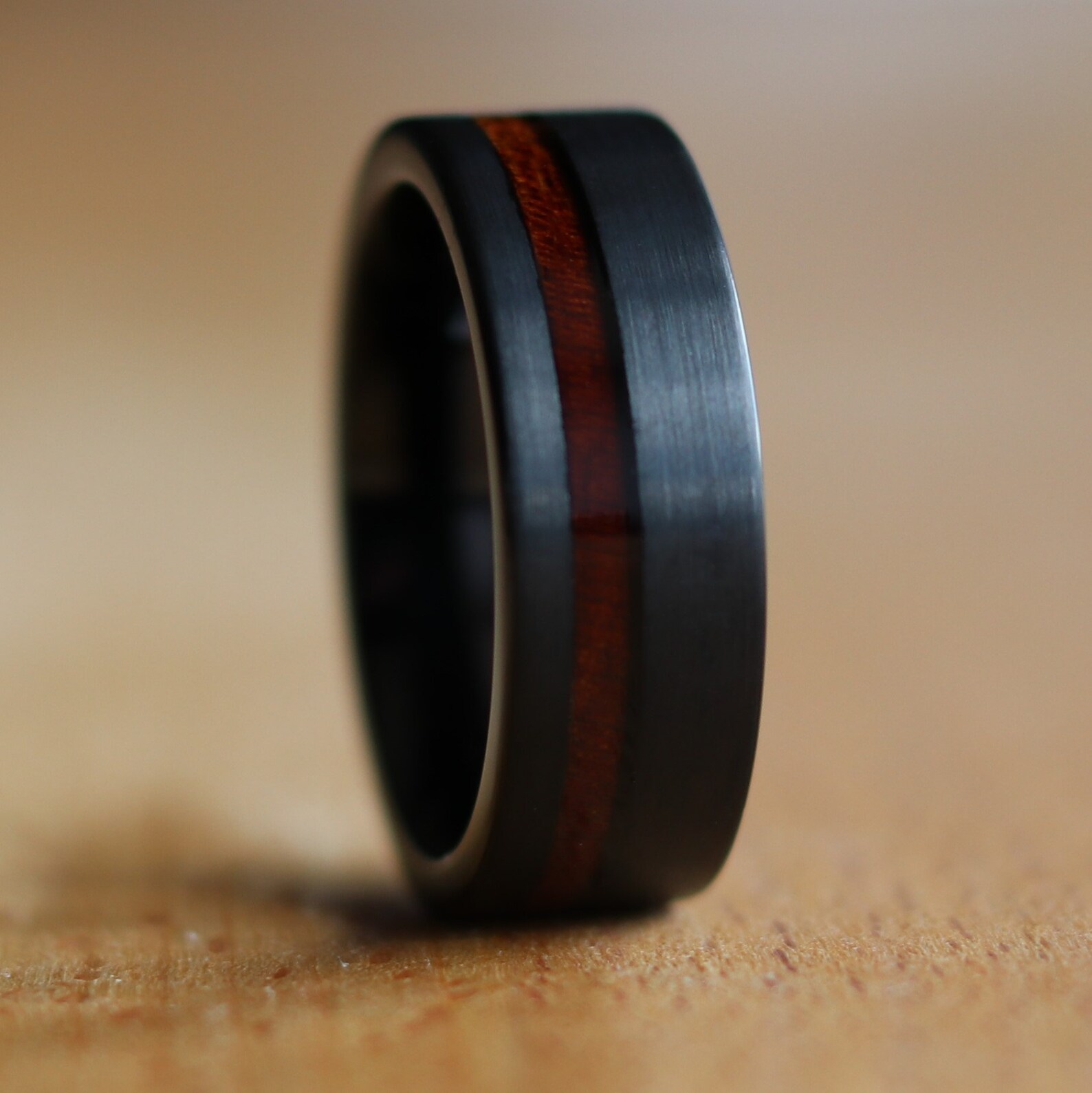 Black Redwood Redwood Ring Matte Ring Tungsten Wood Ring - Etsy