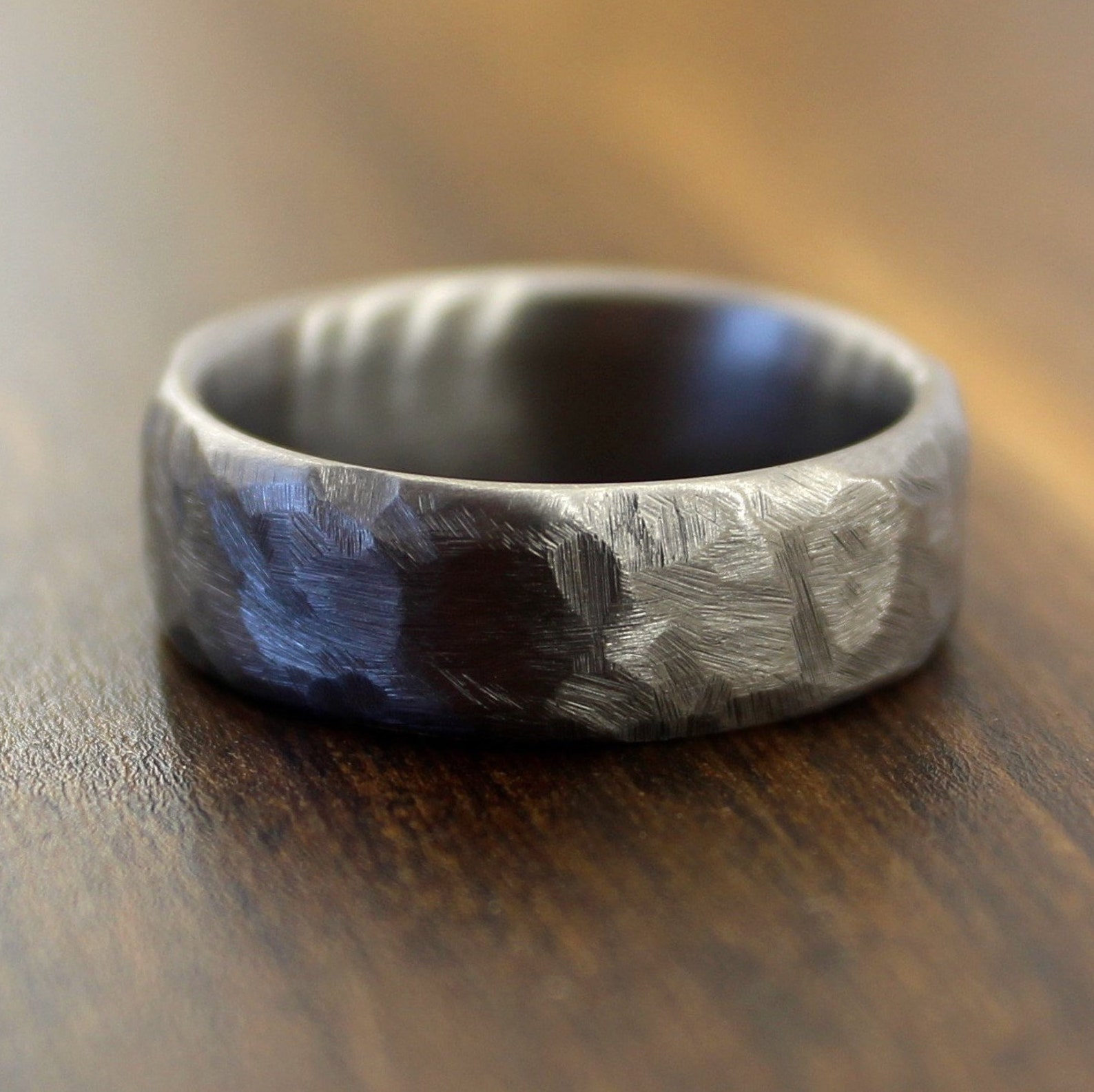 The Fjord, Hammered Titanium Ring, Distressed Titanium Ring, Rustic ...