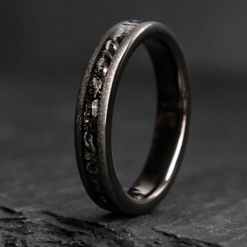 Black Meteorite 4 Mm Meteorite Ring Wedding Ring - Etsy