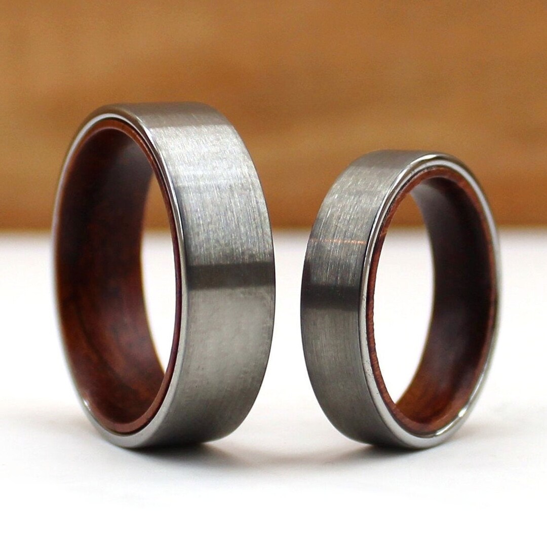 The Redwood Set, Wooden Ring Set, Tungsten Ring Set, Anniversary Rings ...