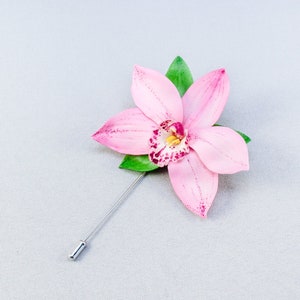 Orchid brooch Lapel flower pin Wedding flower boutonniere | Etsy