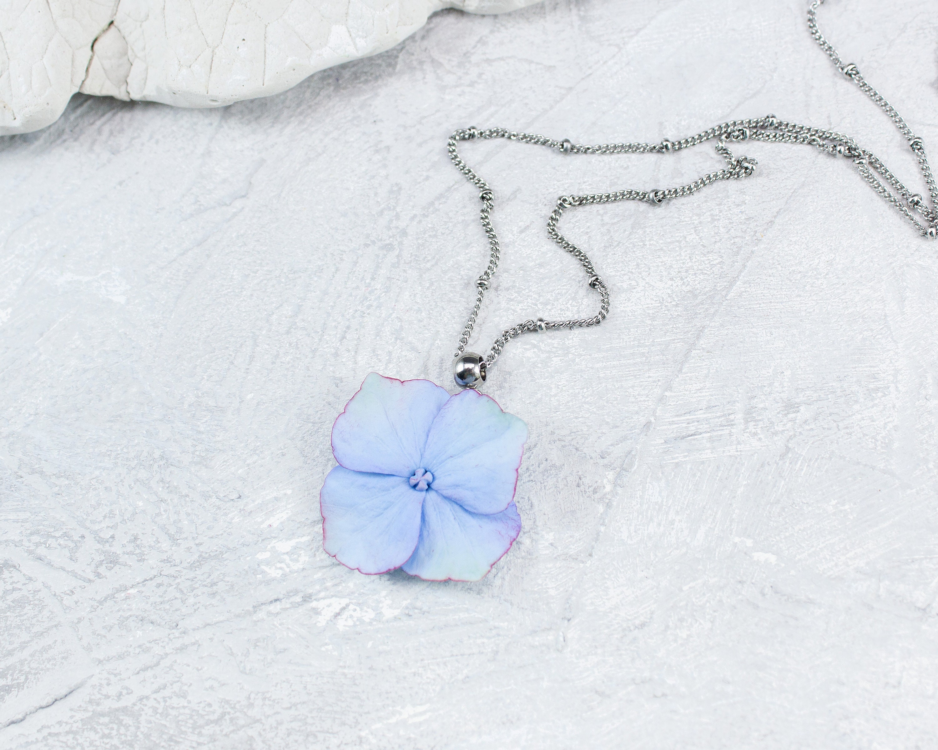 Blue hydrangea pendant Delicate flower pendant Realistic | Etsy