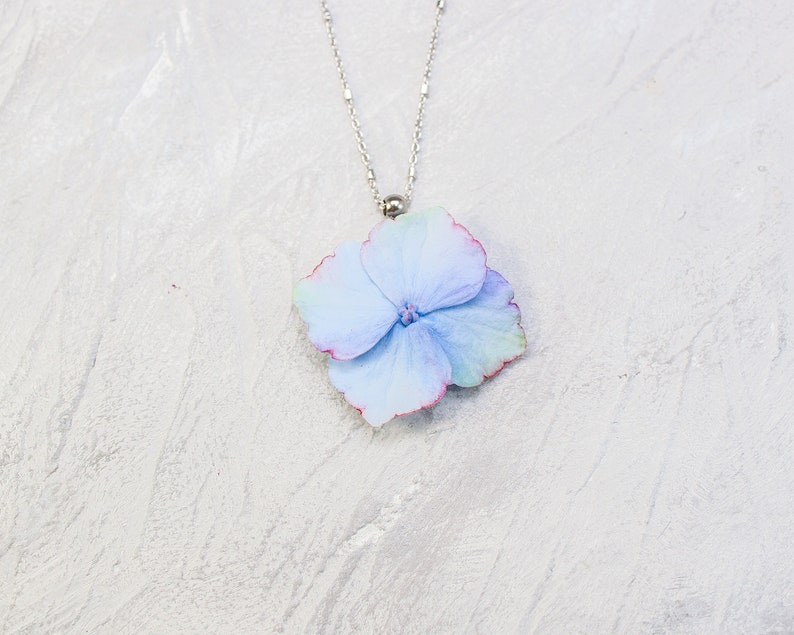 Blue hydrangea pendant Delicate flower pendant Realistic | Etsy
