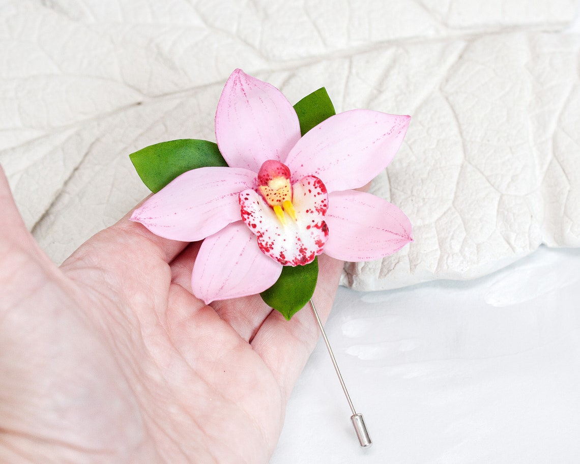 Orchid Brooch Lapel Flower Pin Wedding Flower Boutonniere | Etsy
