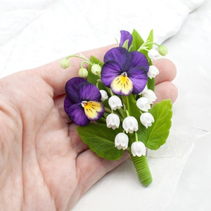 Pansy Brooch. Brooch With Realistic Lilies of the Valley and Pansies ...