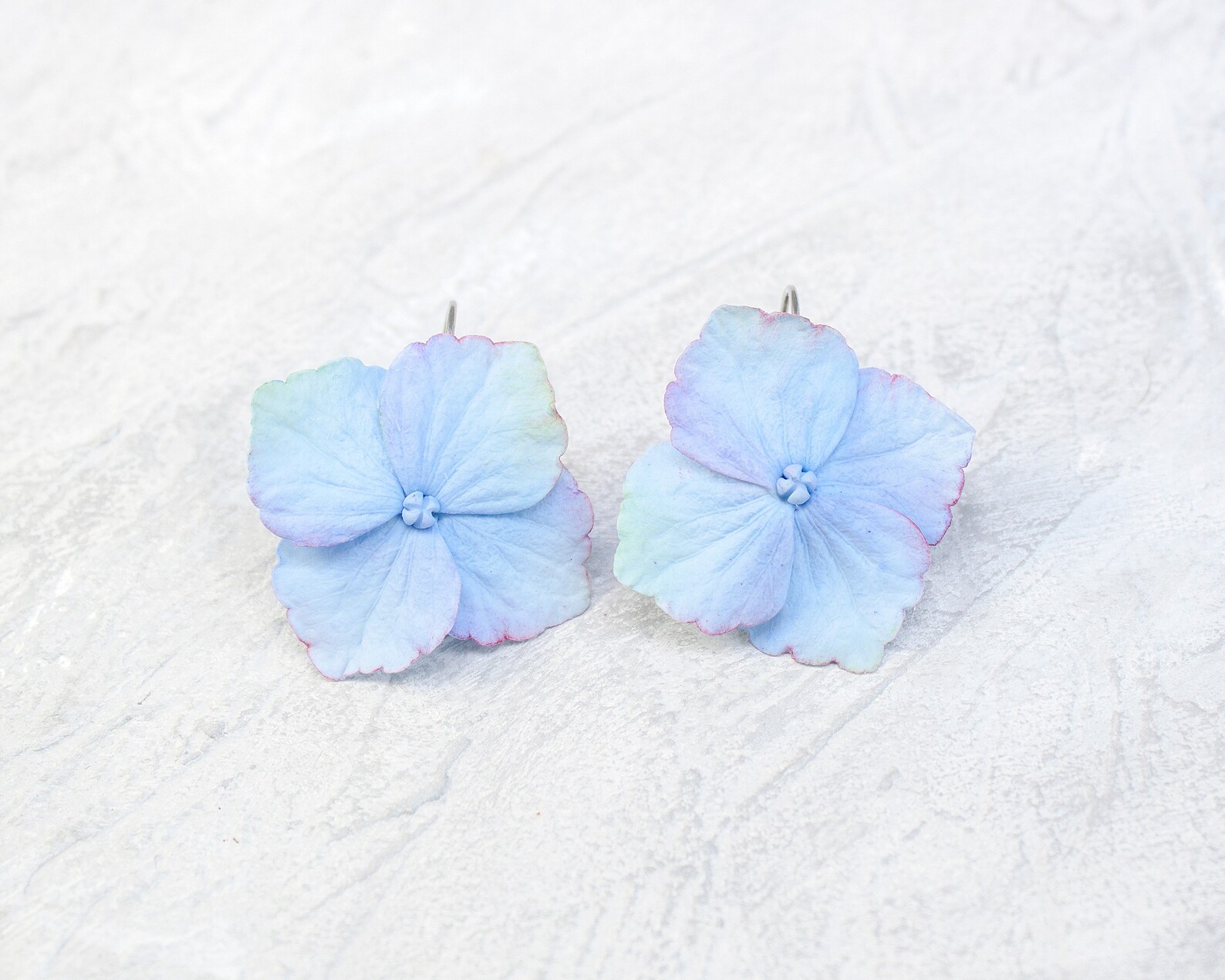 Hydrangea Earrings Realistic Flower Earrings Blue Hydrangea Floral ...