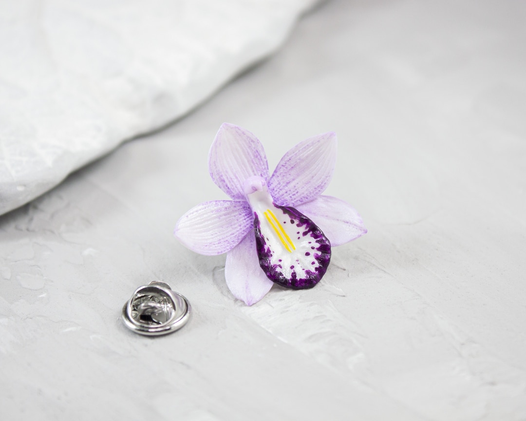 Orchid Lapel Pin. Flower Lapel Pin. Botanical Jewelry - Etsy