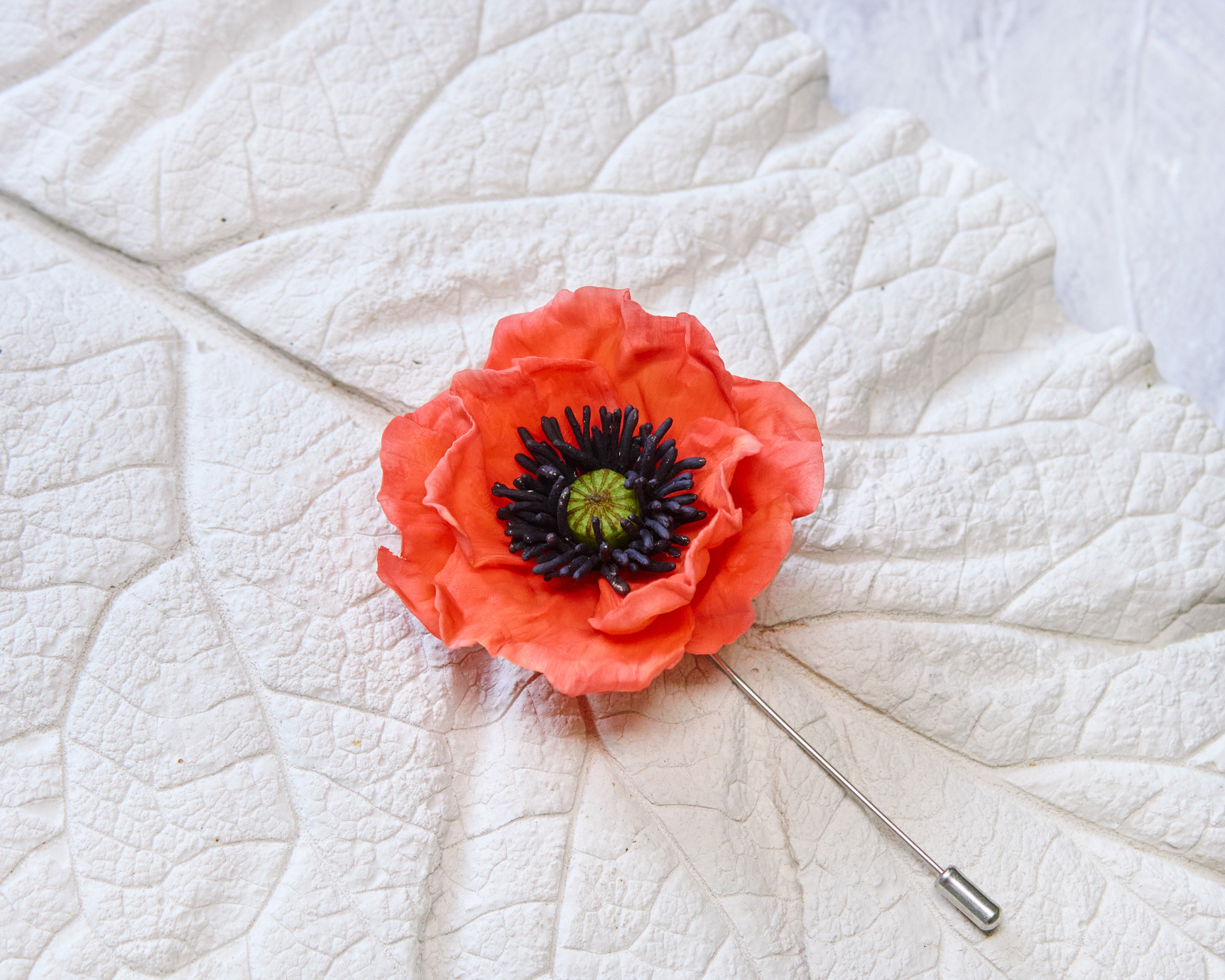 Poppy Brooch. Lapel Flower Pin. Wedding Flower Boutonniere. | Etsy