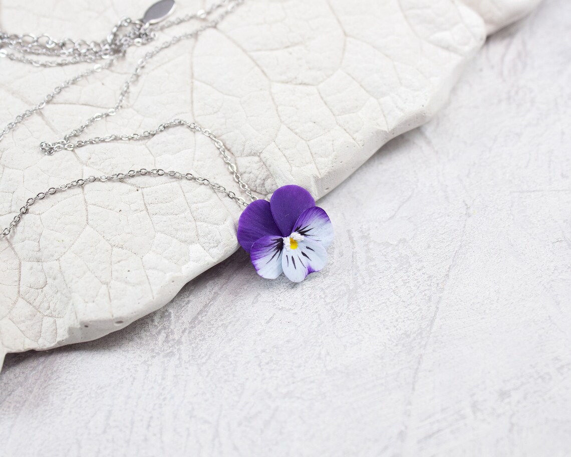 Miniature Pansy Pendant - Etsy