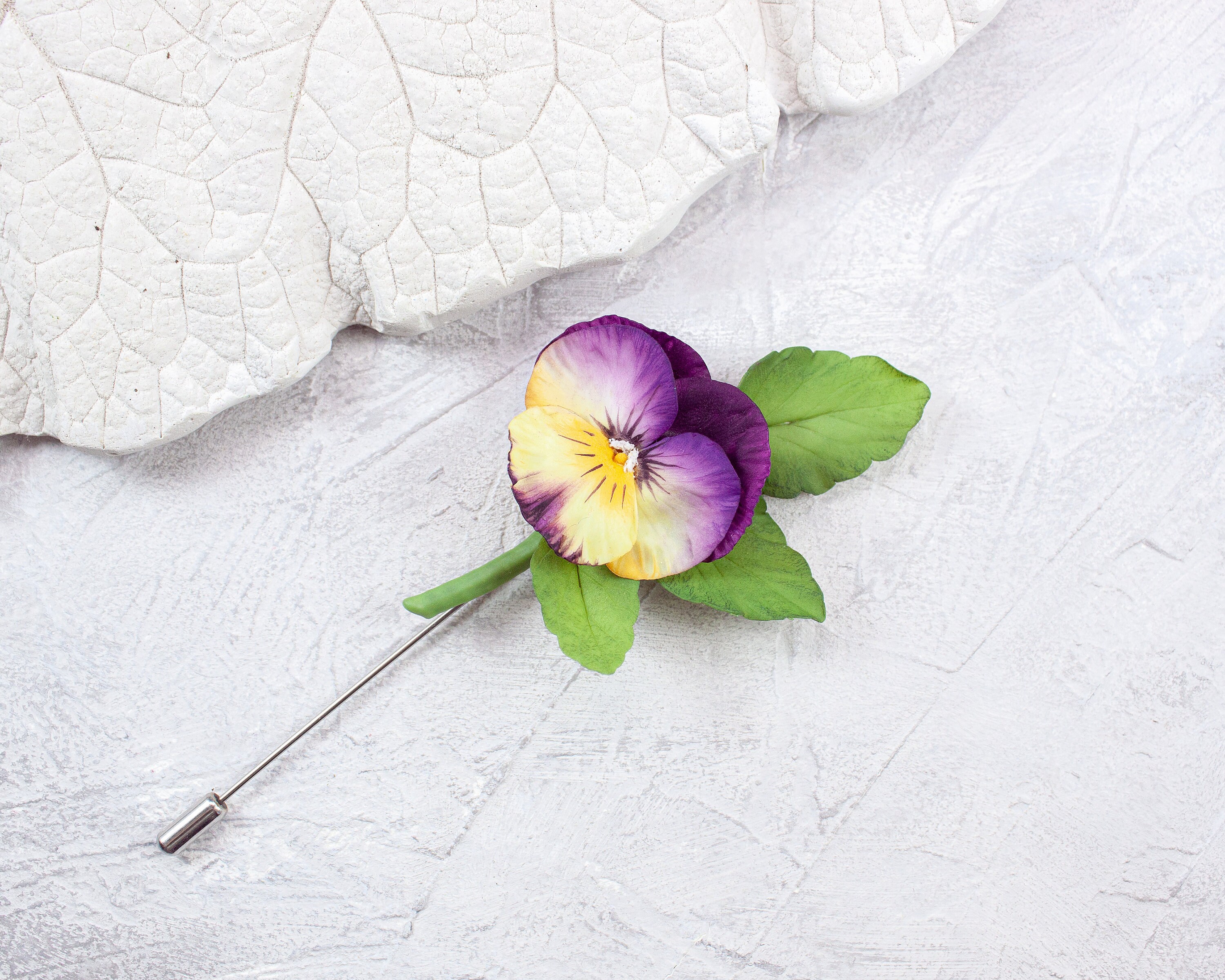 Pansy Lapel Pin Wedding Flower Boutonniere Hand Painted Jewelry - Etsy