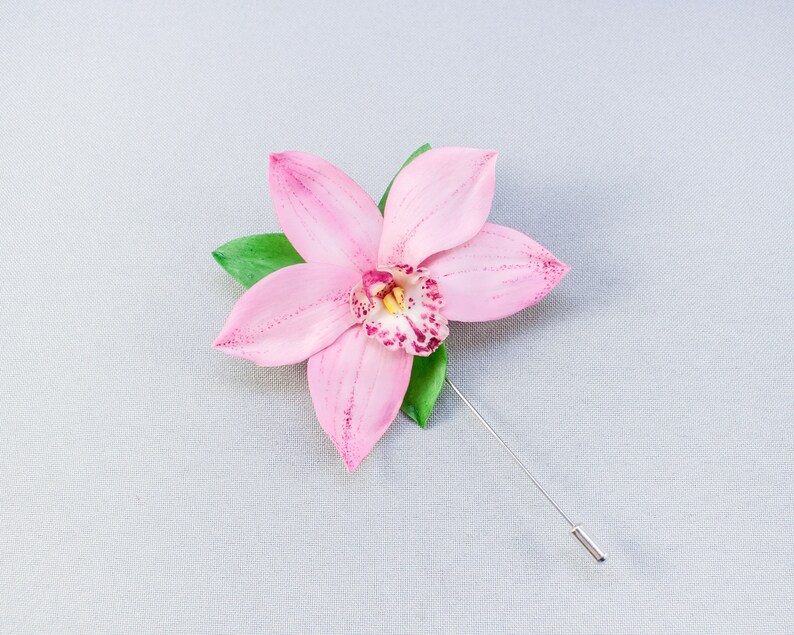 Orchid brooch Lapel flower pin Wedding flower boutonniere | Etsy