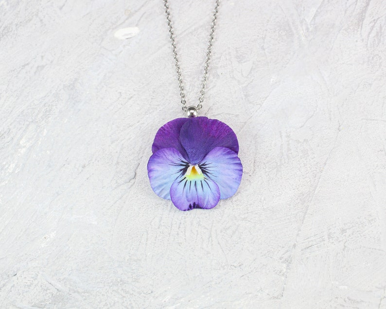 Purple Pansy Pendant Realistic Flower Jewelry Floral Jewelry Clay Pansy ...