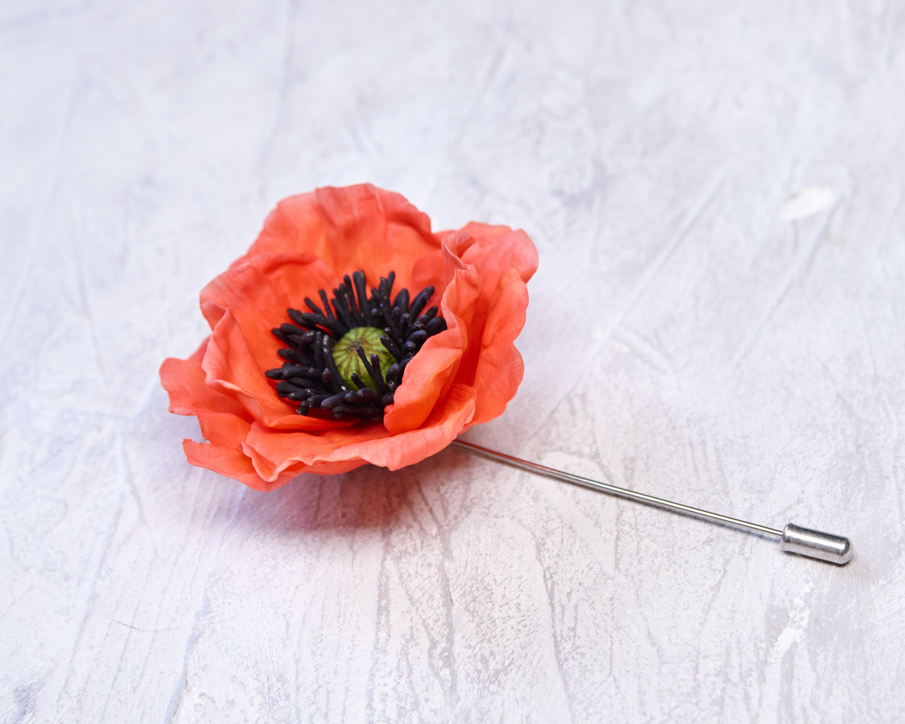 Poppy Brooch. Lapel Flower Pin. Wedding Flower Boutonniere. | Etsy