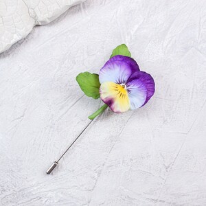 Pansy Brooch Flower Lapel Pin Wedding Flower Boutonniere - Etsy