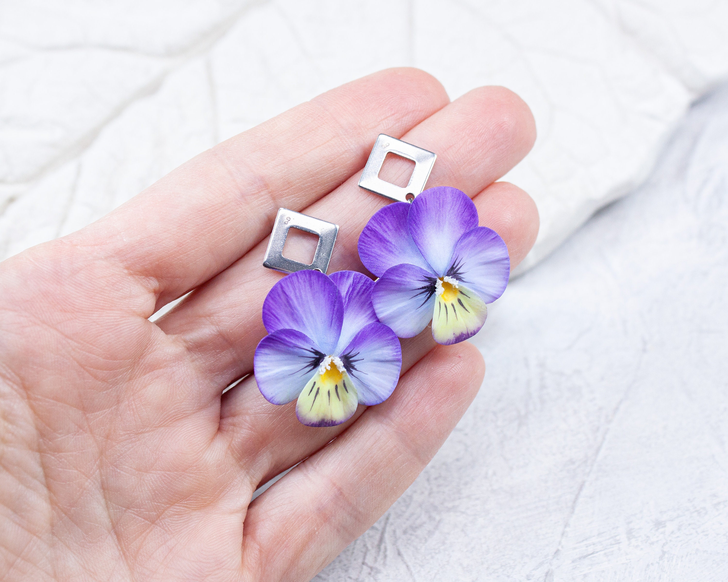 Pansy Stud Earrings - Etsy