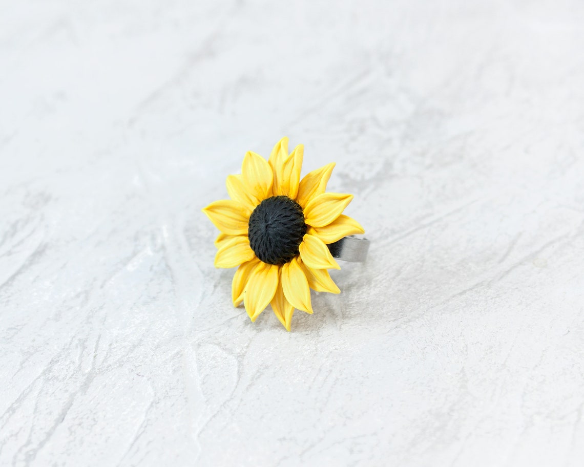 Sunflower Ring. Yellow Flower Ring. Boho Ring - Etsy