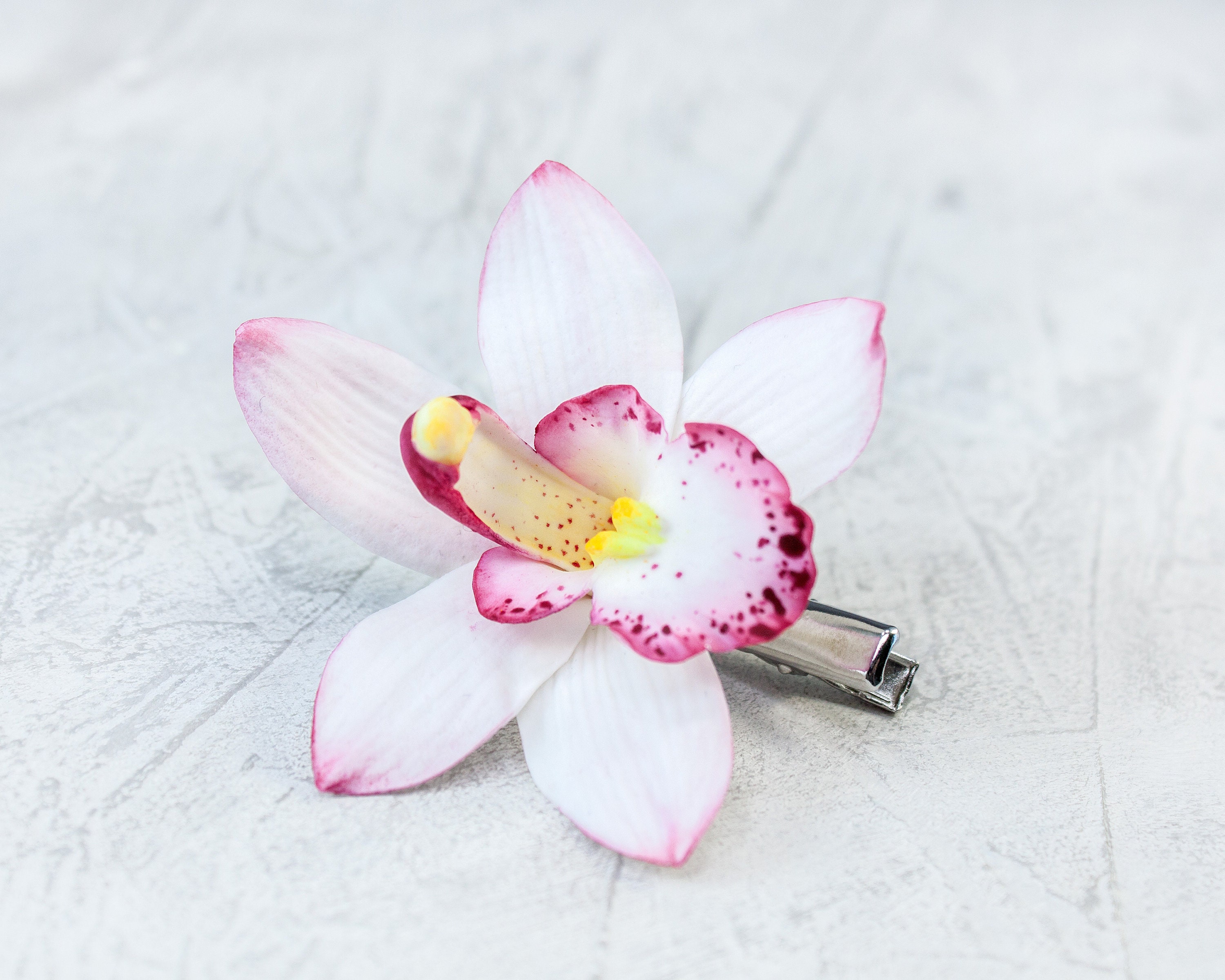 Hair Clip With White Orchid. Real Touch Tropical Flowers. | Etsy
