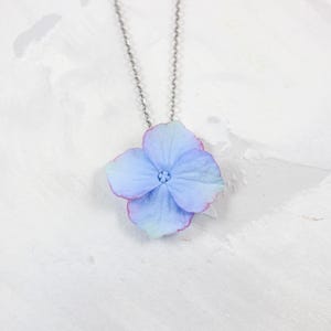 Blue Hydrangea Pendant: Handmade Floral Polymer Clay Jewelry - Etsy