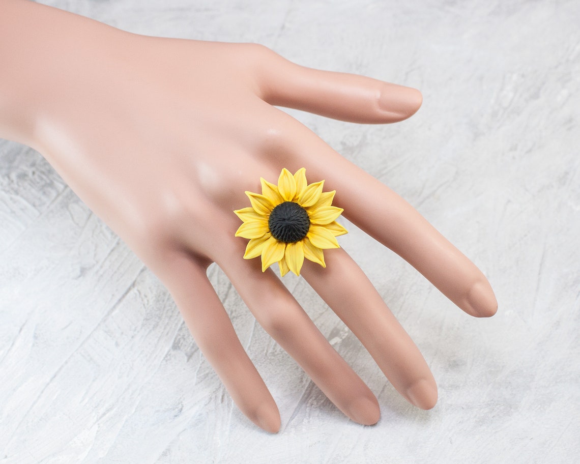 Sunflower Ring. Yellow Flower Ring. Boho Ring - Etsy