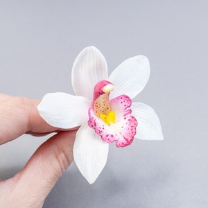 White Orchid Hair Pin, Realistic Floral Polymer Clay Bridal Flower - Etsy