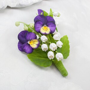 Pansy Brooch. Brooch With Realistic Lilies of the Valley and Pansies ...