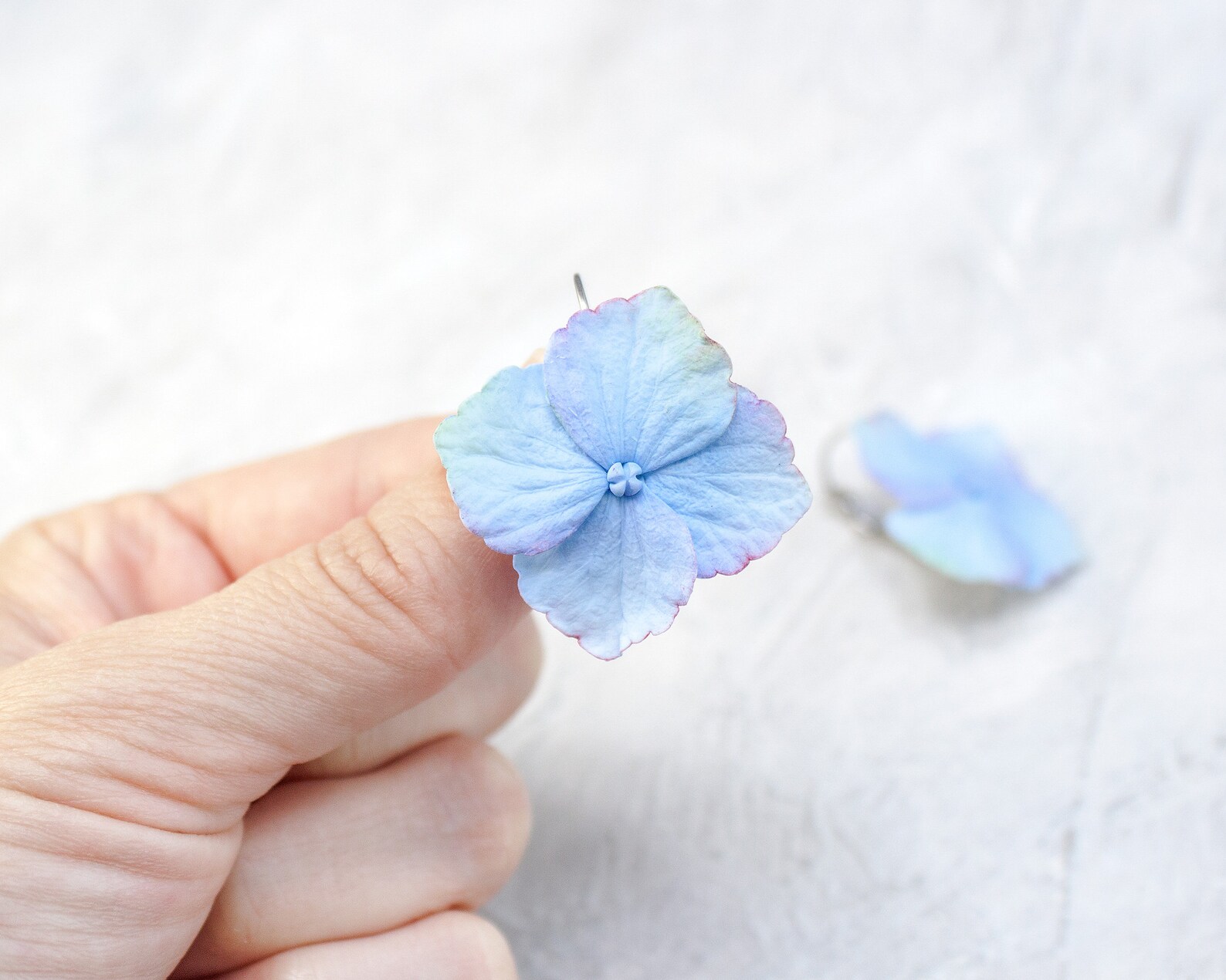 Hydrangea Earrings Realistic Flower Earrings Blue Hydrangea Floral ...