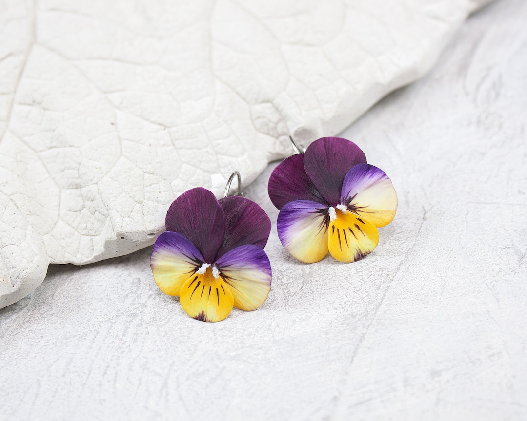 Pansy Earrings Realistic Flower Earrings Floral Earrings Pansies ...