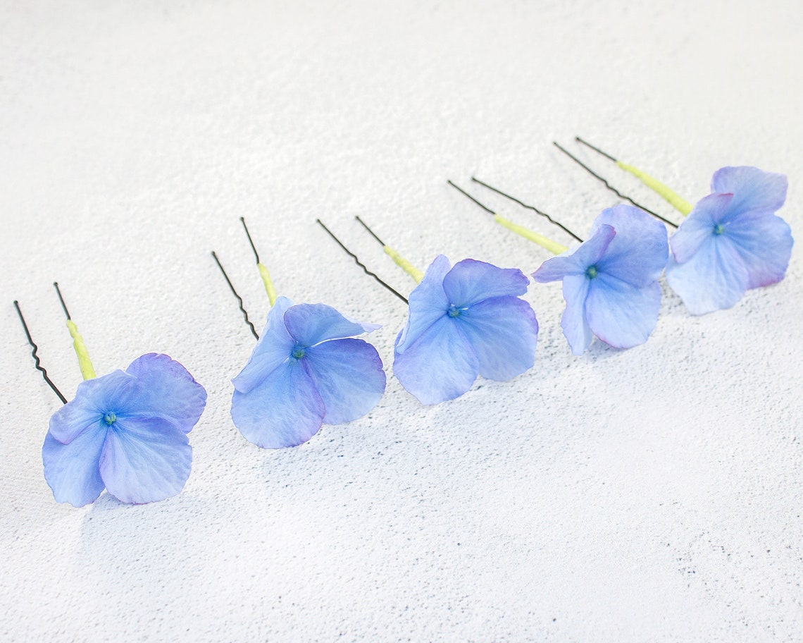 Hydrangea hair pins Set of 5 hair pins Floral bridal hair pin | Etsy