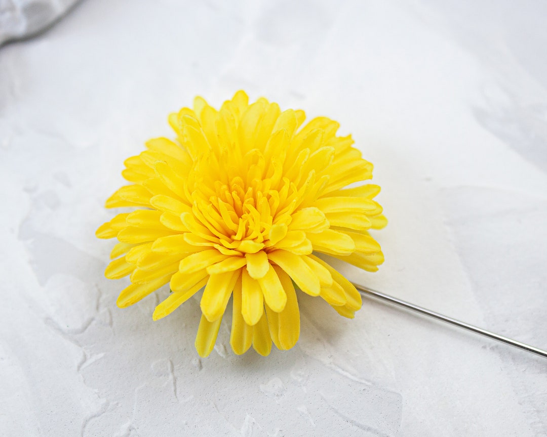 Dandelion Lapel Pin, Brooch With Yellow Flower, Flower Boutonniere ...