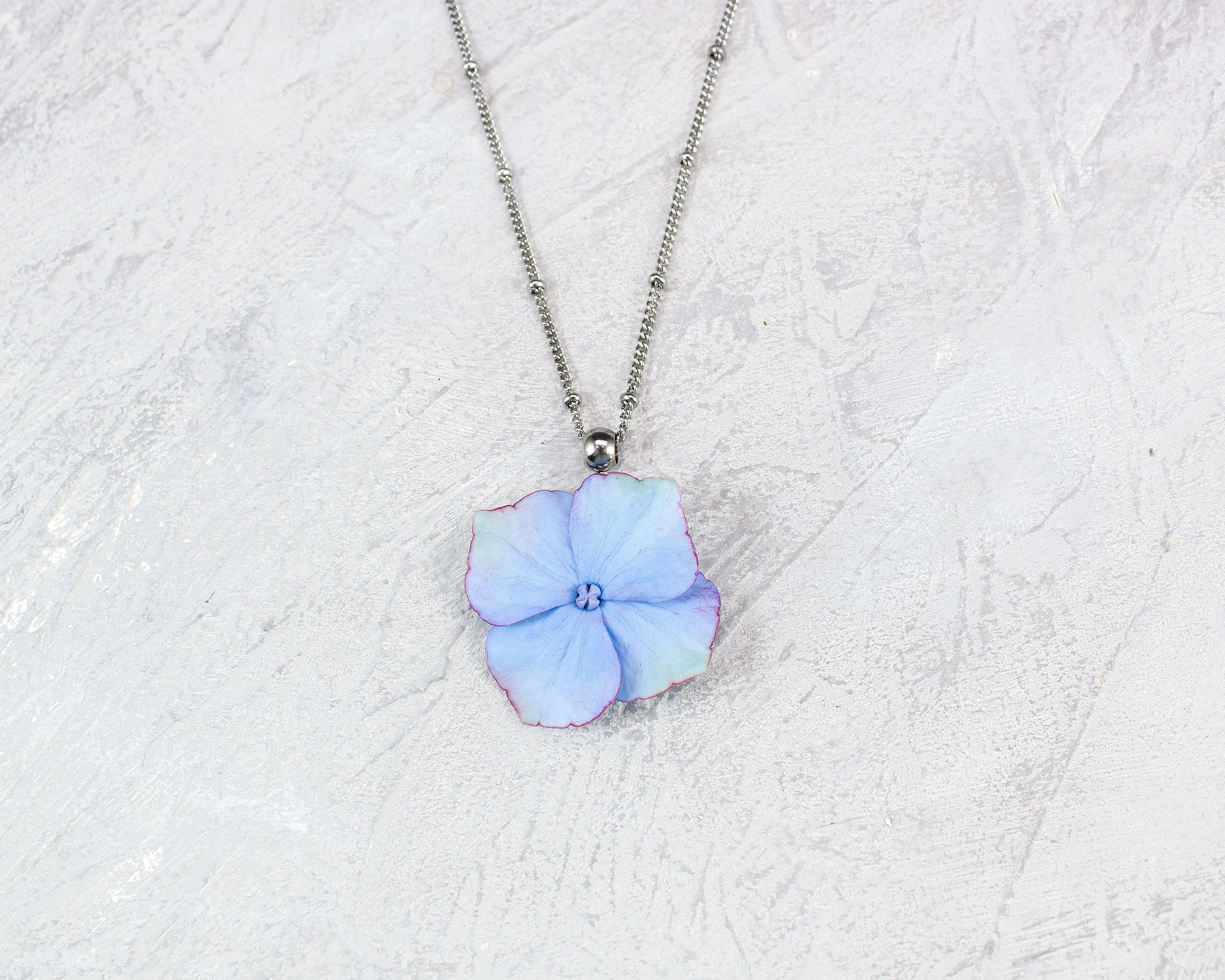 Blue hydrangea pendant Delicate flower pendant Realistic | Etsy