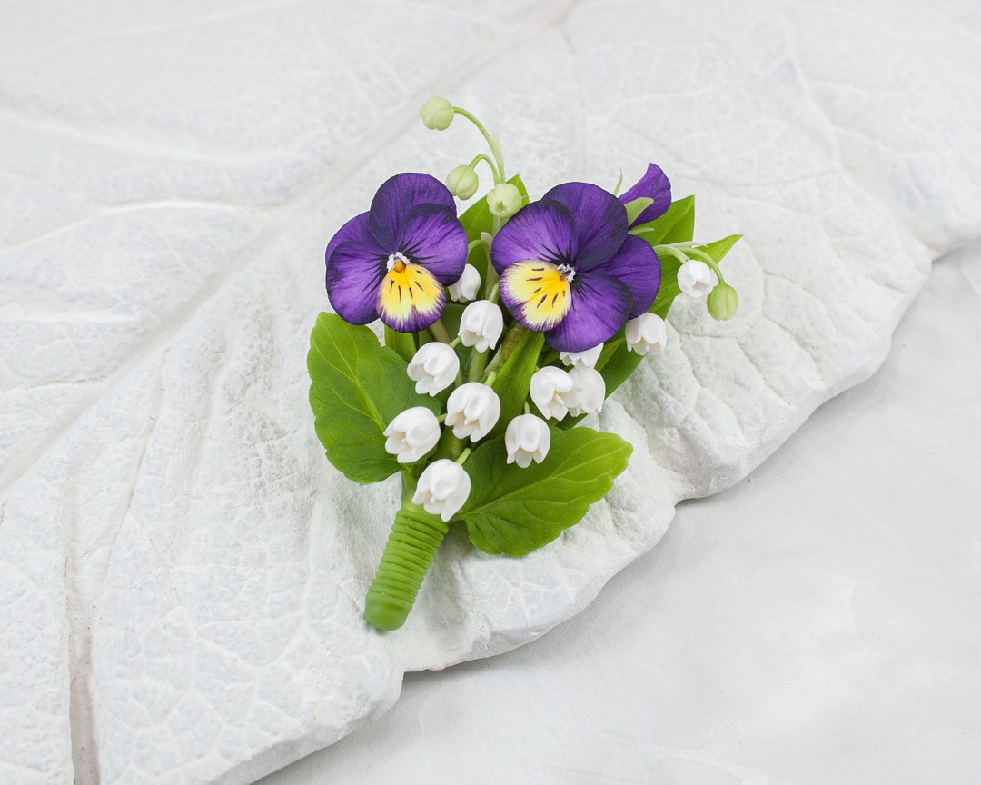 Pansy Brooch. Brooch With Realistic Lilies of the Valley and Pansies ...