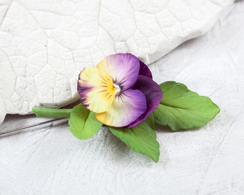 Pansy Lapel Pin Wedding Flower Boutonniere Hand Painted | Etsy