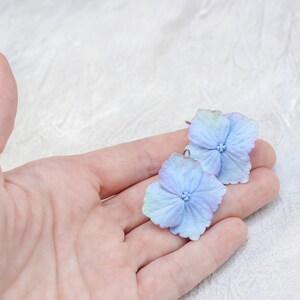 Hydrangea Earrings Realistic Flower Earrings Blue Hydrangea Floral ...