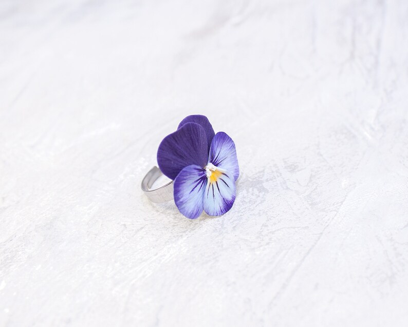 Pansy Ring Delicate Flower Ring Adjustable Midi Ring - Etsy