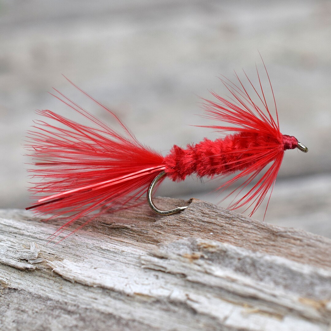 RED WOOLLY BUGGER Size 6 Fishing Flies Streamer Attractor - Etsy