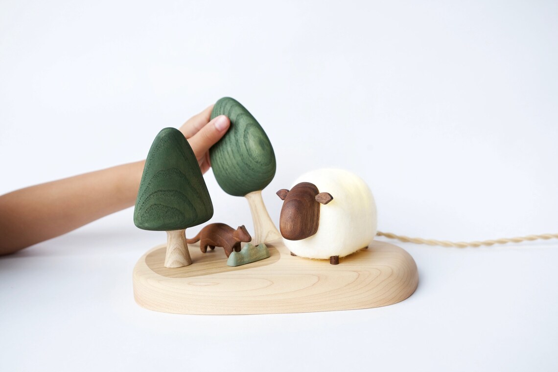 The Sheep in the Woods Night Light Wood and Felt - Etsy