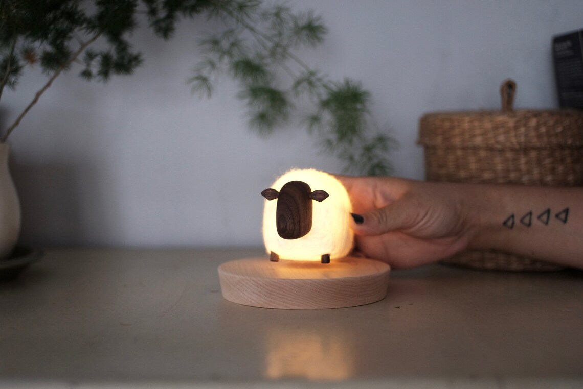 The Sheep Night Light Wood and Felt - Etsy UK