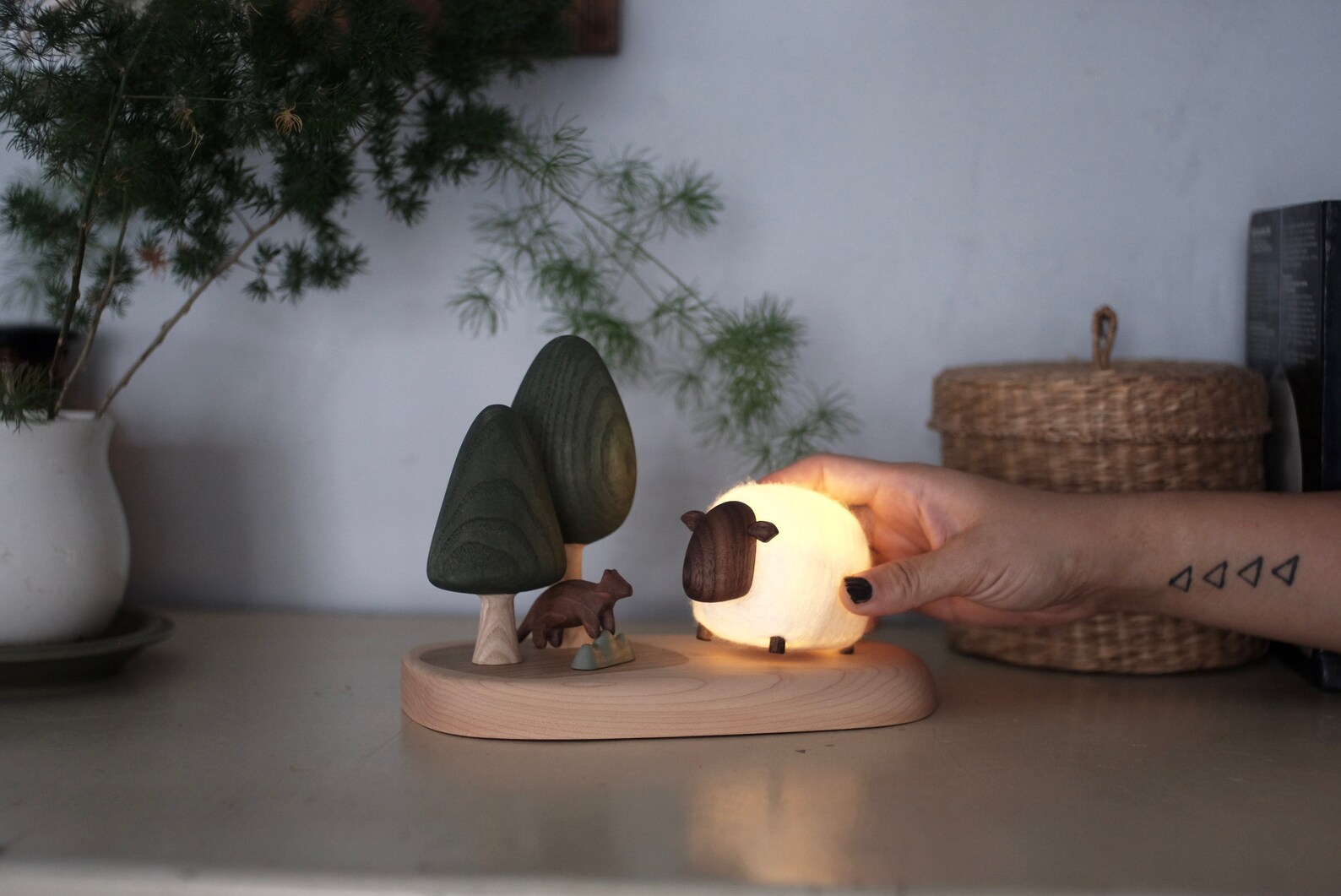 The Sheep in the Woods Night Light Wood and Felt - Etsy