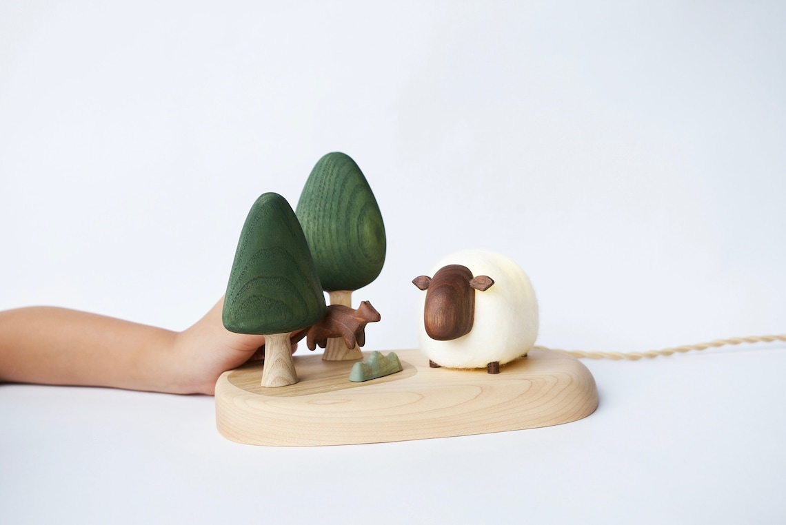 The Sheep in the Woods Night Light Wood and Felt - Etsy