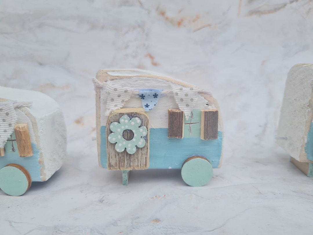 Miniature Wooden Driftwood Caravan.cute Tiny Caravan.camping Gift.home ...