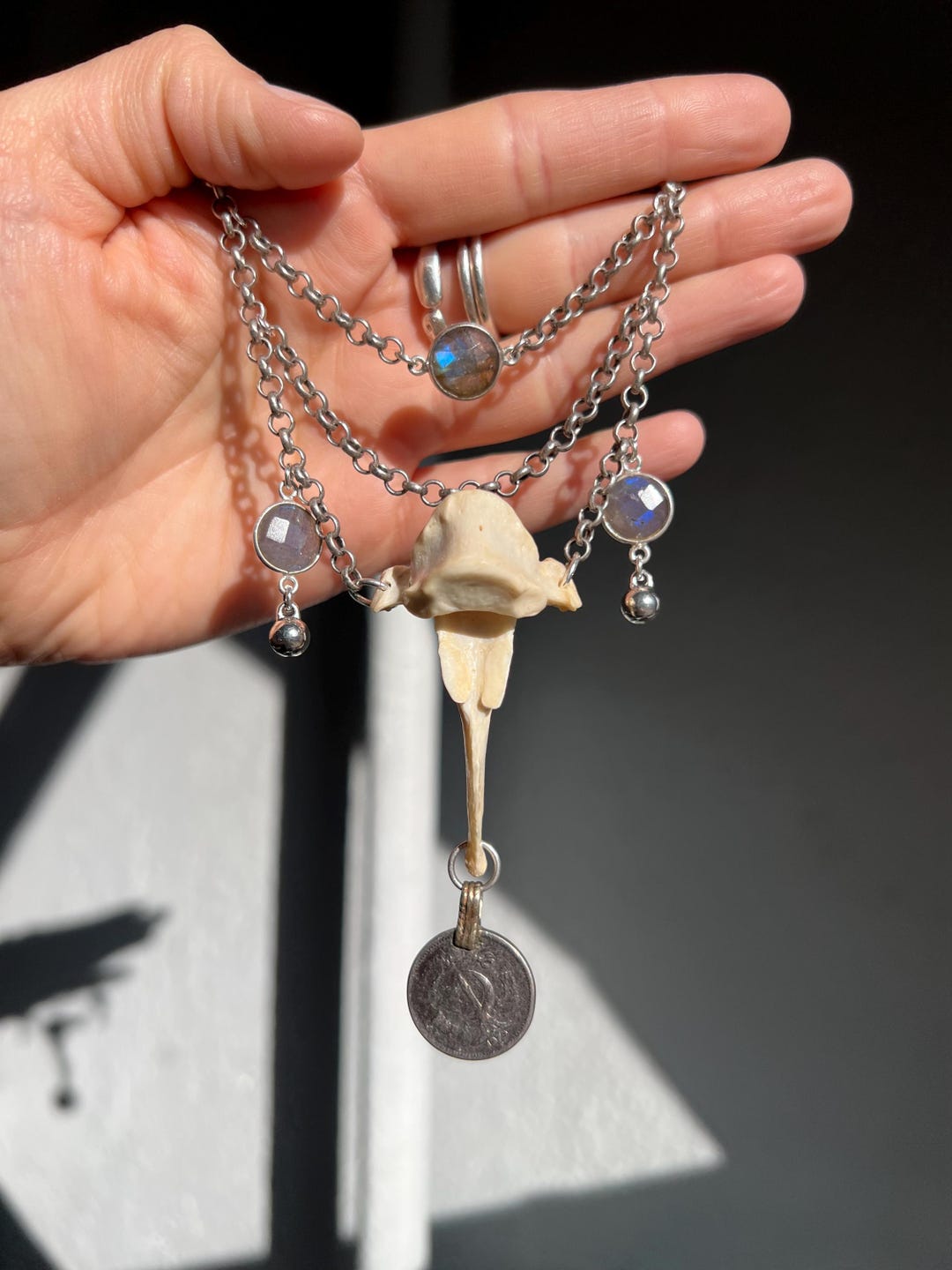 Layered Bone + Labradorite Necklace - Etsy