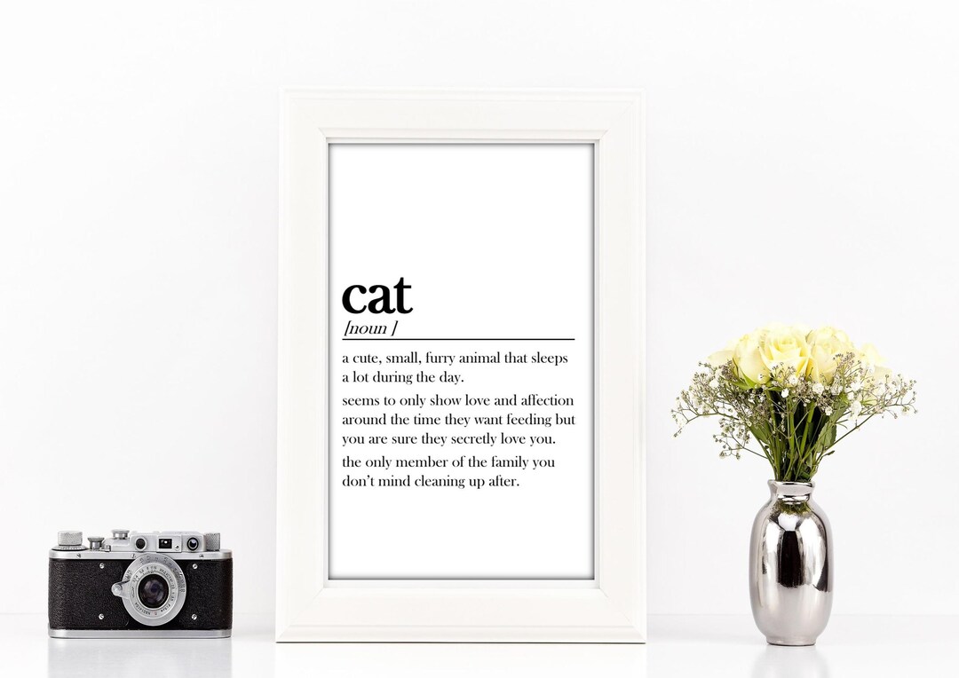 Digital PDF File Download Cat Dictionary Definition Quote Print, Poster ...