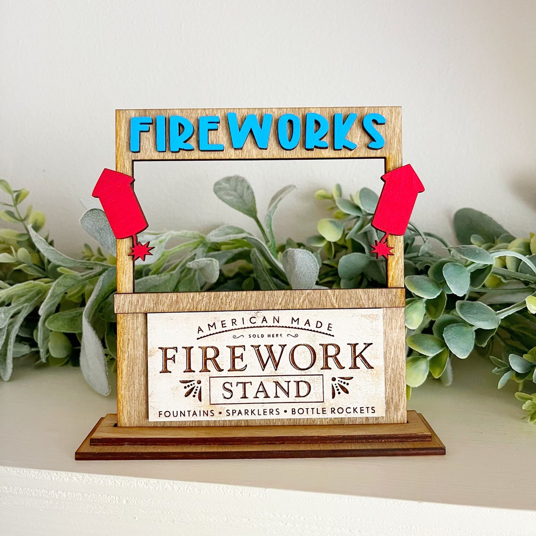 Fireworks Stand, Fourth of July, Patriotic, Fireworks, Tiered Tray - Etsy