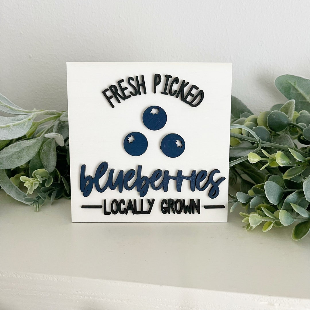 Fresh Picked Blueberries Sign – Farmhouse Tiered Tray Decor | Summer ...