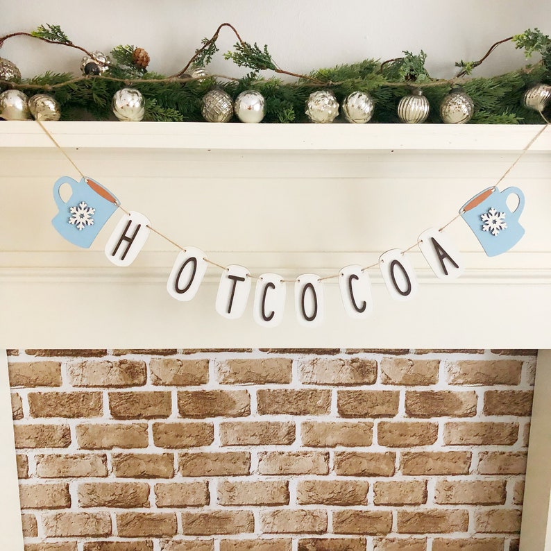Hot Cocoa Banner Garland | Christmas Tiered Tray Decor - Etsy