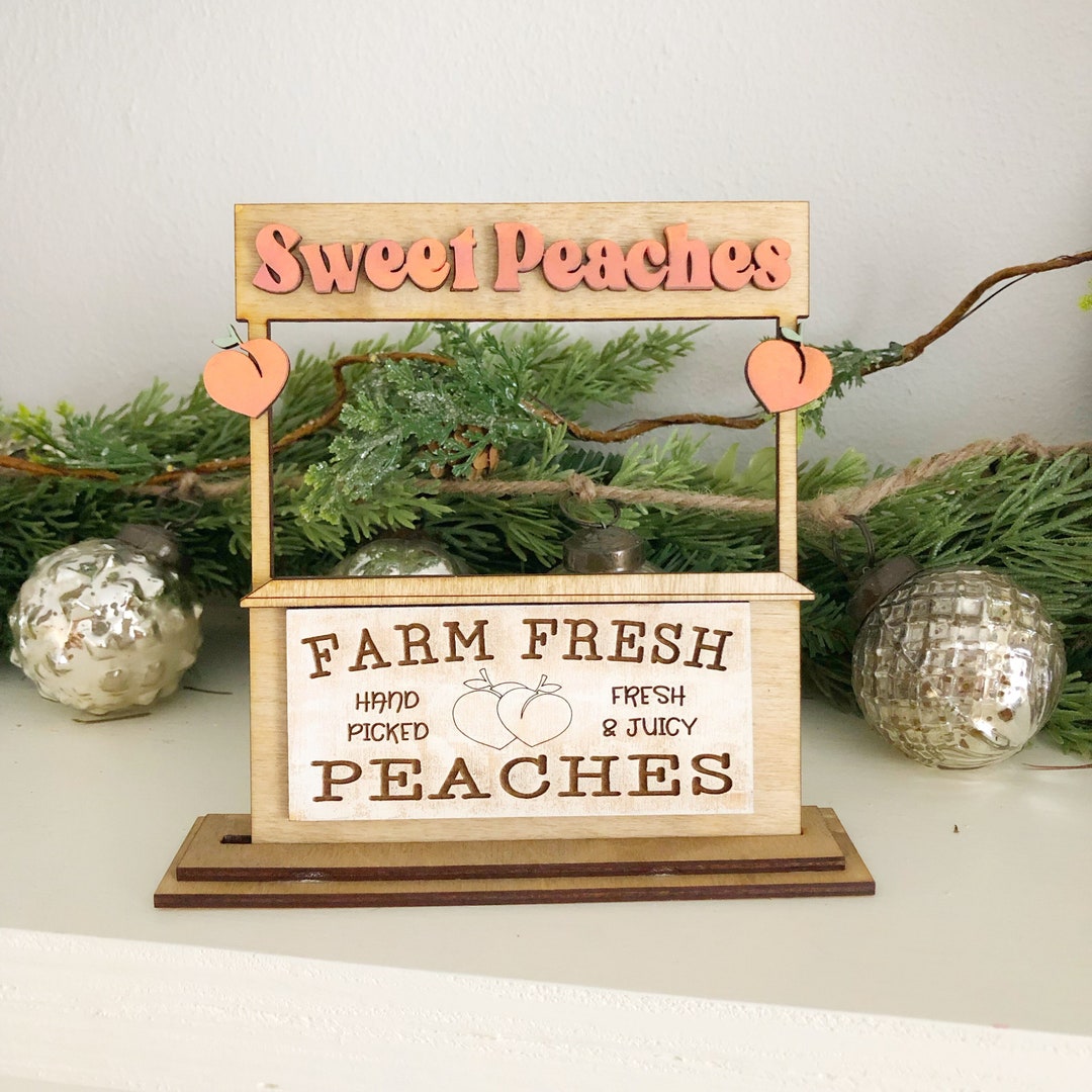Sweet Peaches Farm Stand Sign – Peach Tiered Tray Decor – Mini Summer ...