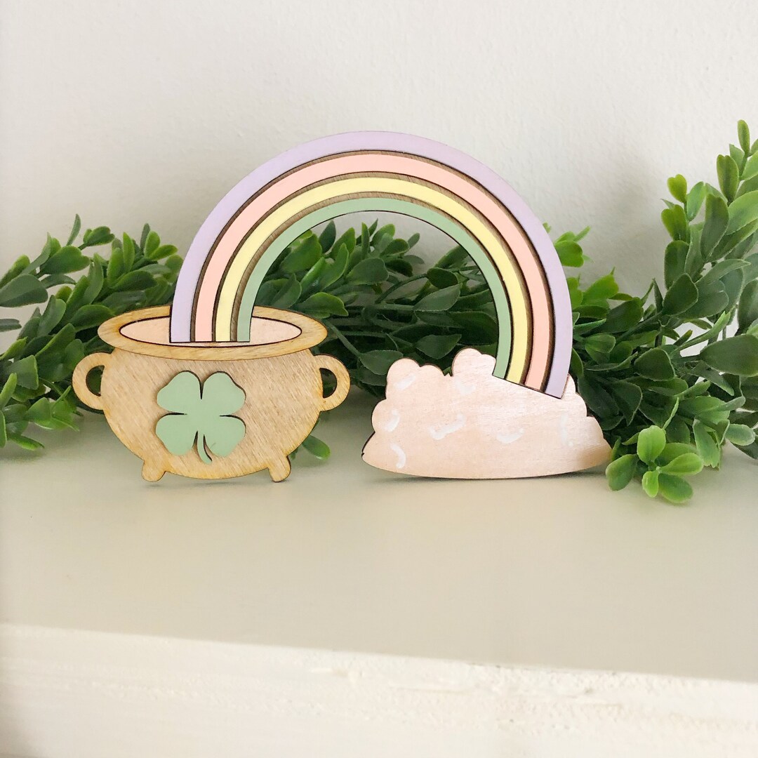Pastel Pot of Gold With Rainbow – St. Patrick’s Day Tiered Tray Decor ...