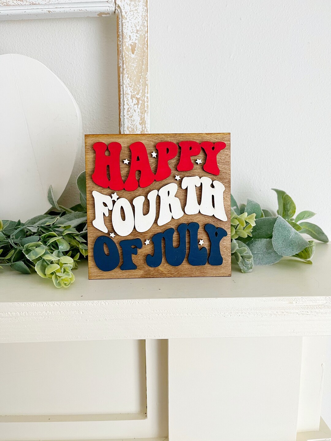 Happy Fourth of July Sign | Patriotic Tiered Tray Decor | Red White ...