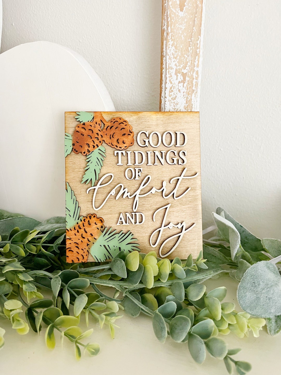 Good Tidings and Comfort and Joy Sign, Tiered Tray Christmas Theme ...